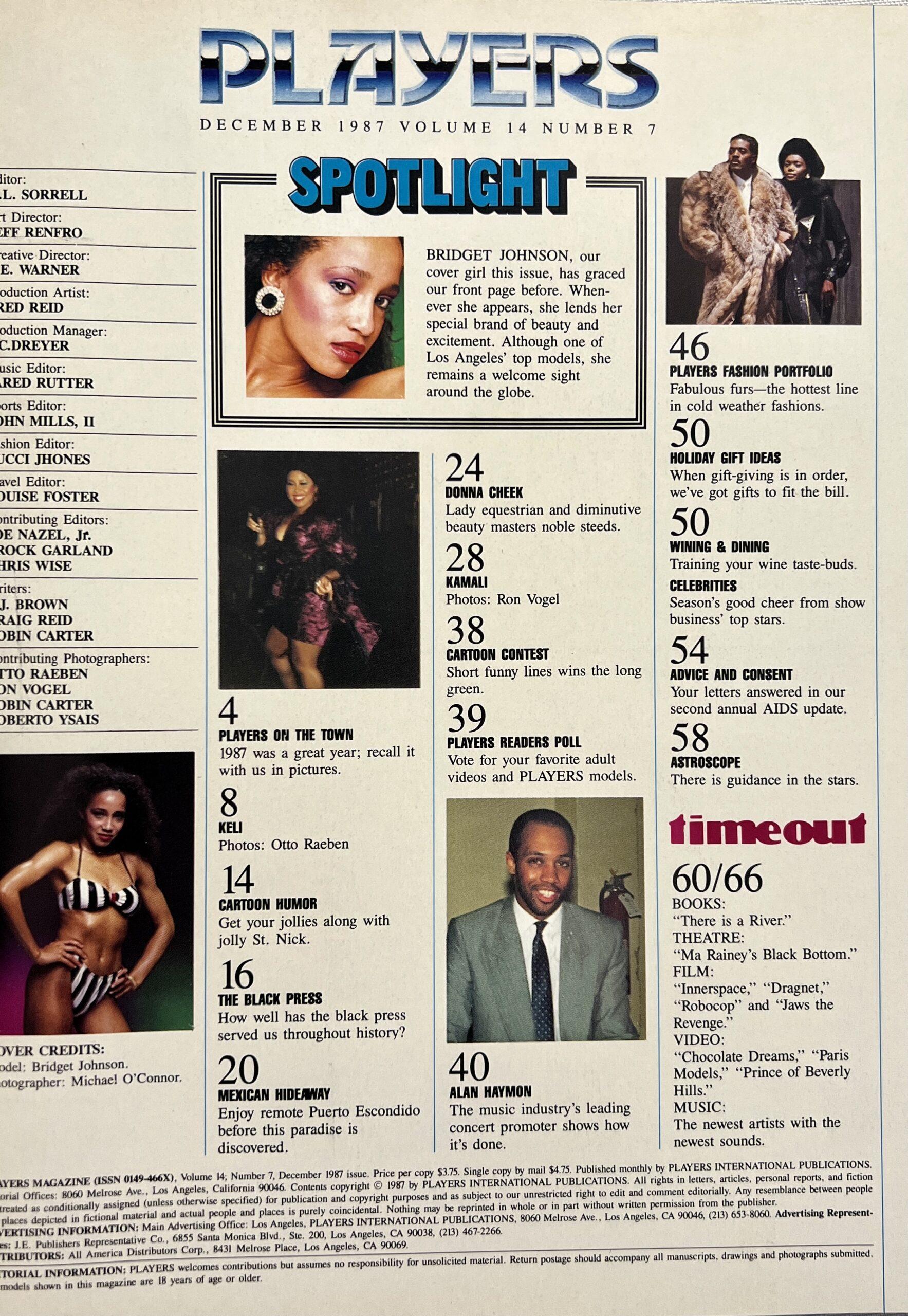 Players December 1987 Adult Ebony Magazine *Alan Haymon* - VM16