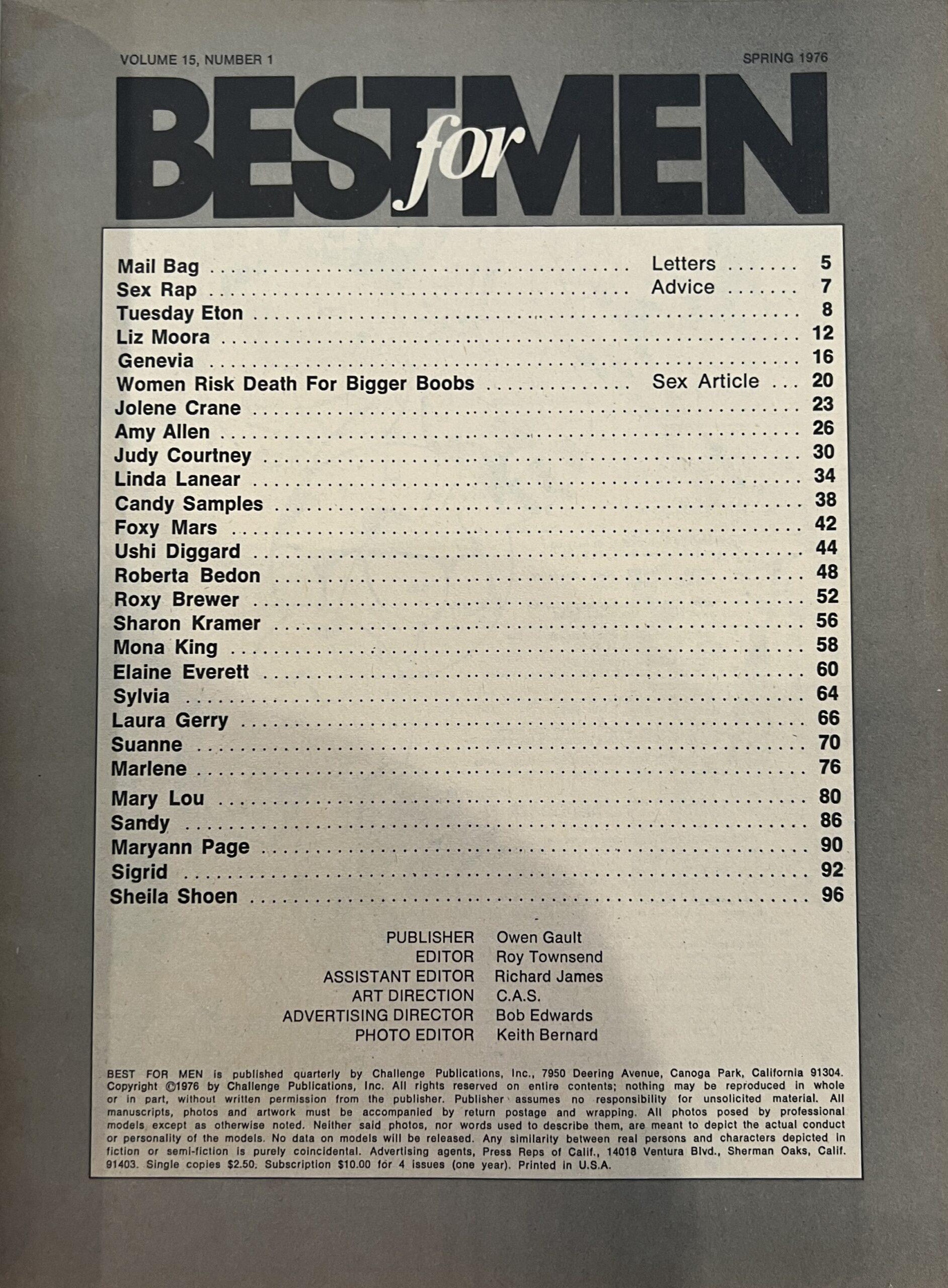 Best for Men Spring 1976 -Special Big Bosom Queens- *Roberta Bedon ...