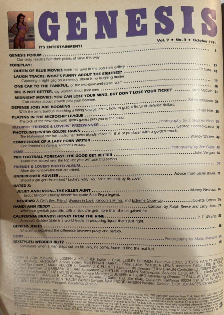 Genesis October 1981 *Goldie Hawn* - VM16